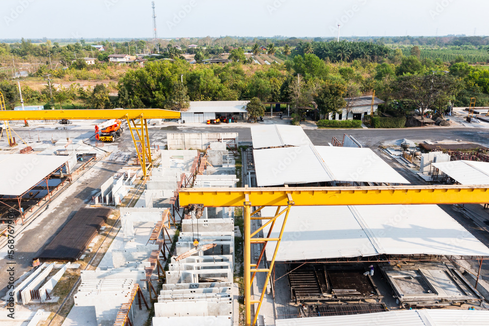 Aerial top view of Precast concrete wall panel for construction ...