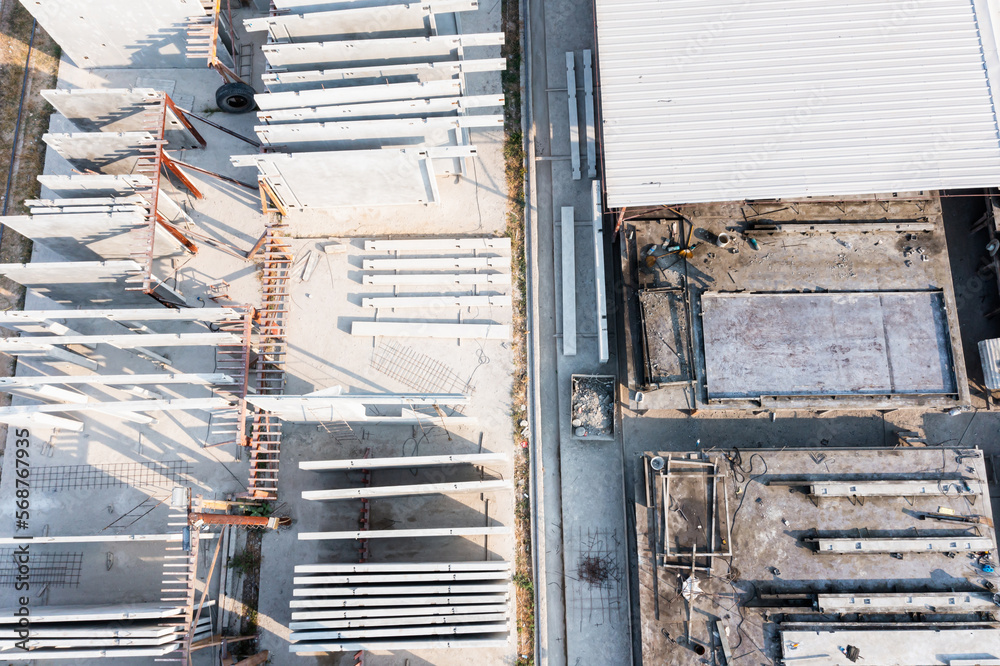 Aerial top view of Precast concrete wall panel for construction ...