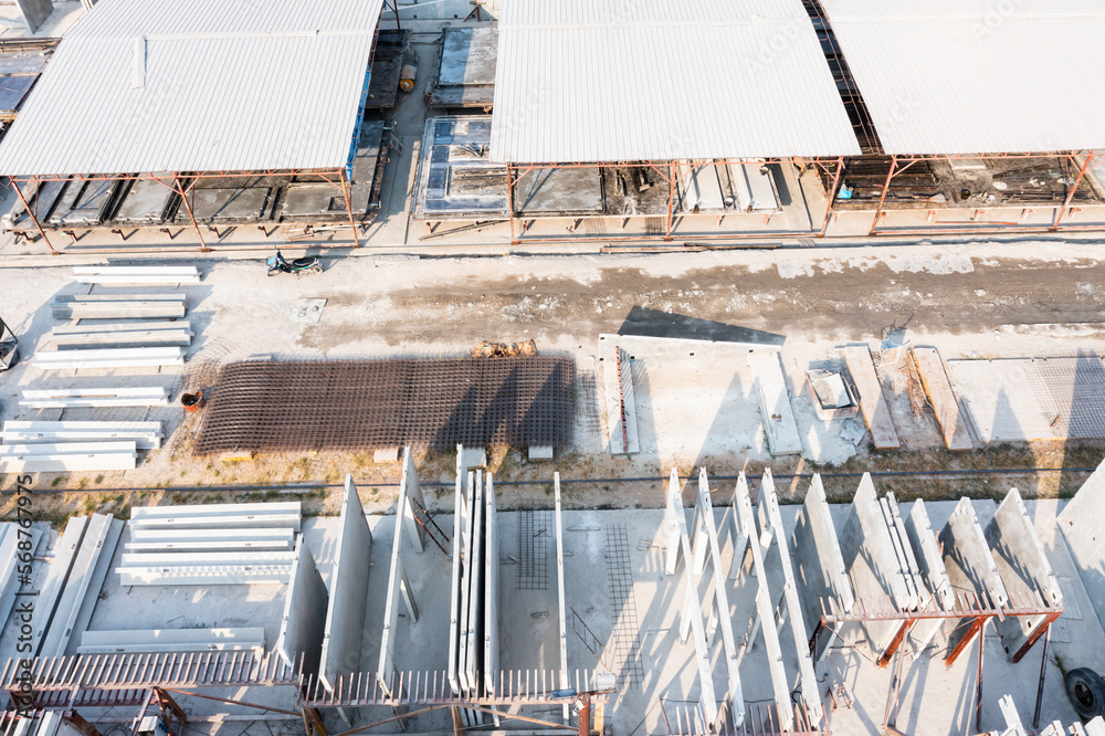 Aerial top view of Precast concrete wall panel for construction ...