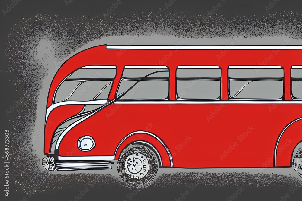 Retro bus. Picture of vintage transport. Old times. Vector hand drawn ...