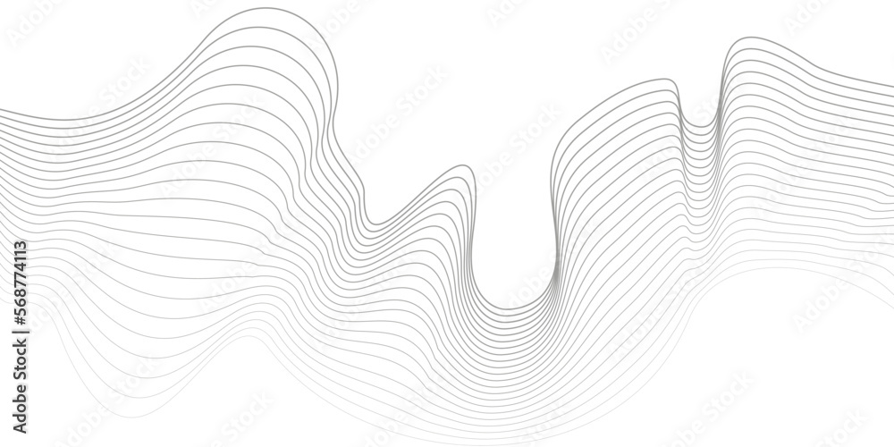 Undulate Grey Wave Swirl, frequency sound wave, twisted curve lines ...