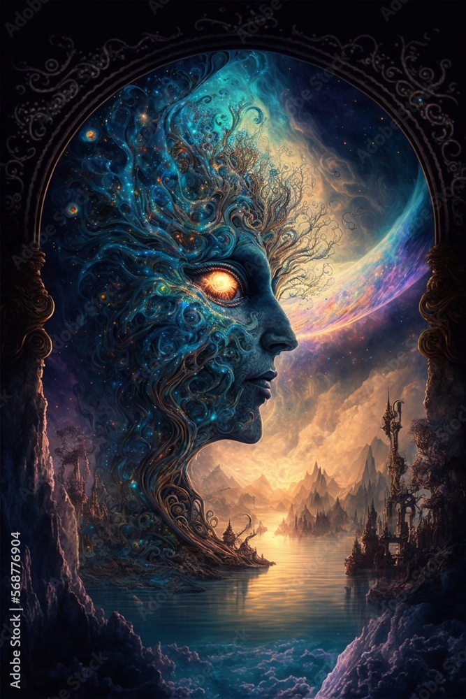 painting of a man with a tree growing out of his head. generative ai ...