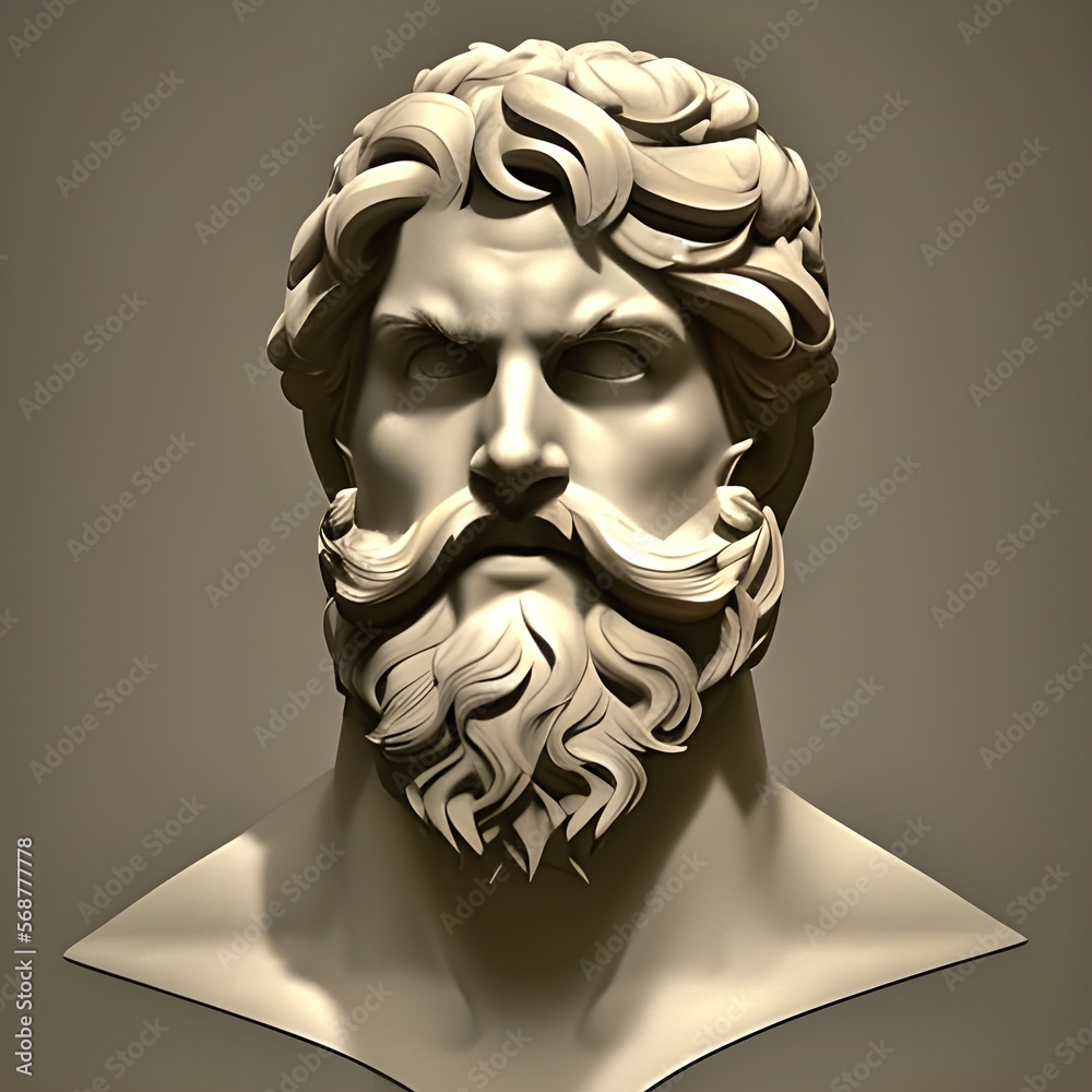 Generative AI image featuring a chiseled white marble statue bust of ...