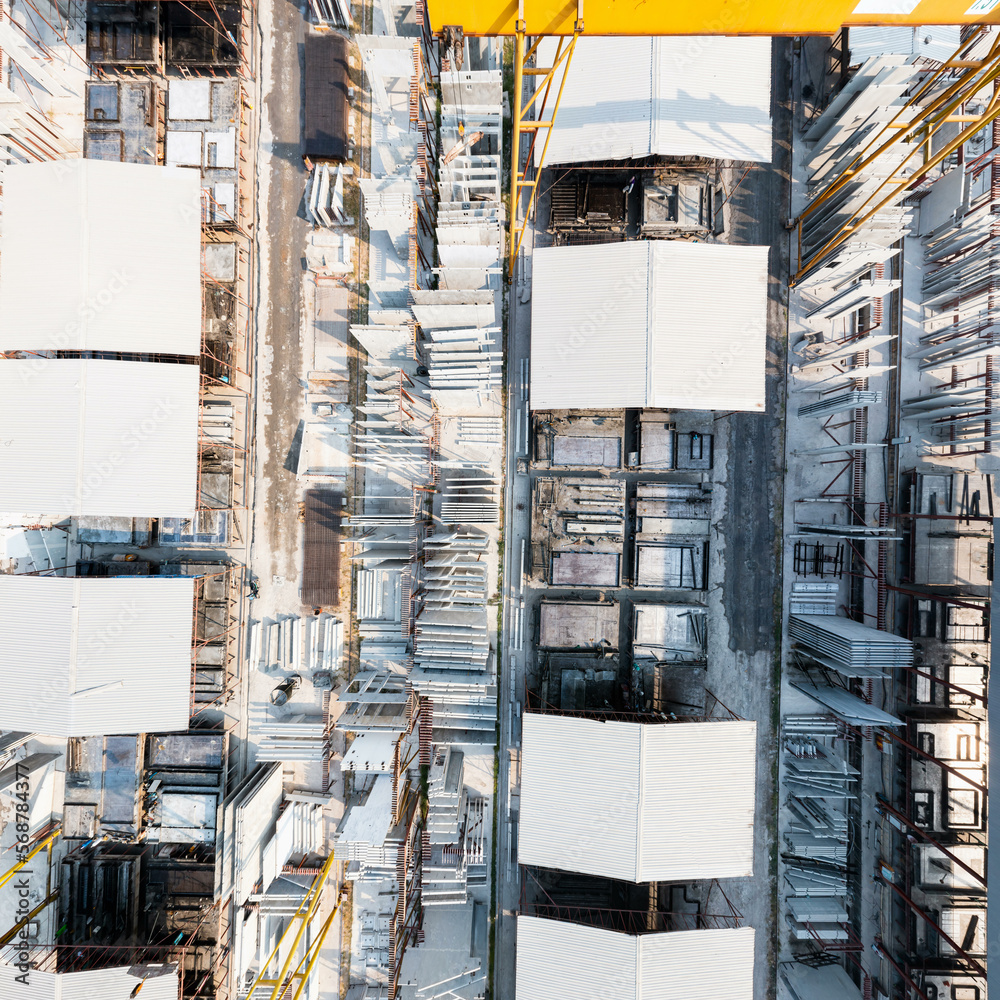 Aerial top view of Precast concrete wall panel for construction ...