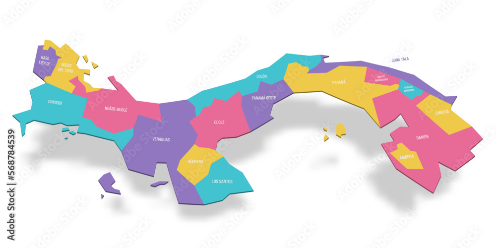 Panama political map of administrative divisions - provinces. 3D ...