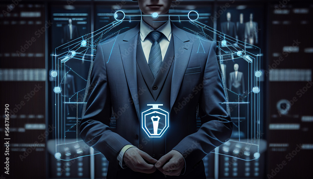 Lawyer crossed arms with suit and ui icon law in office. Digital ...