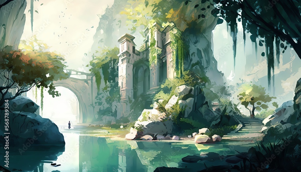 Generativ Metaverse digital cyber world technology, a serene and ...