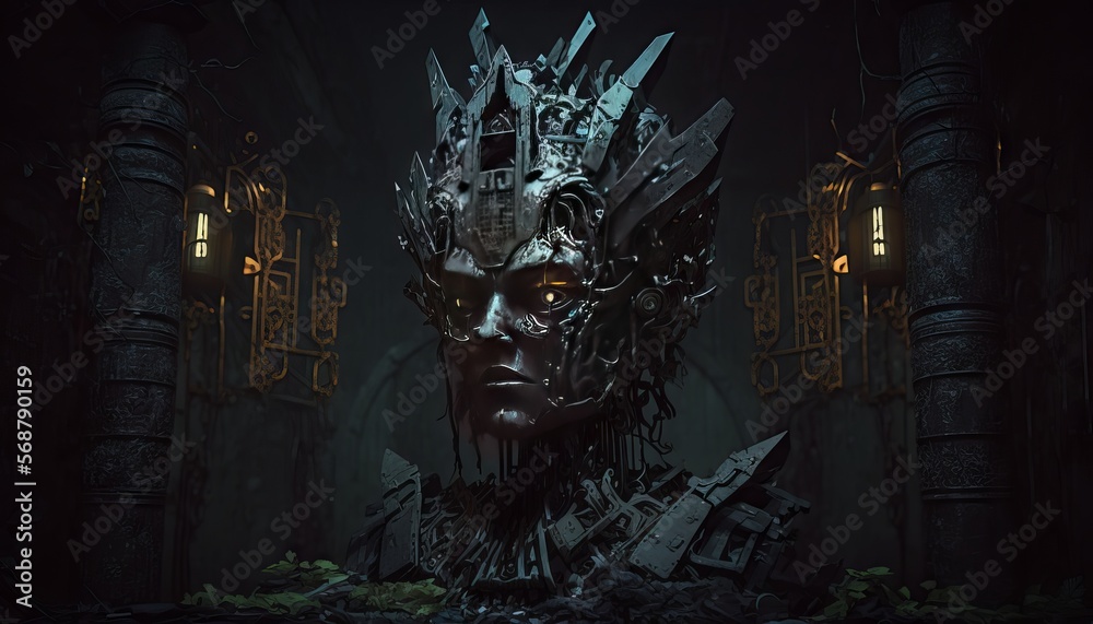 Generativ Metaverse digital cyber world technology, a dark, eerie, and ...