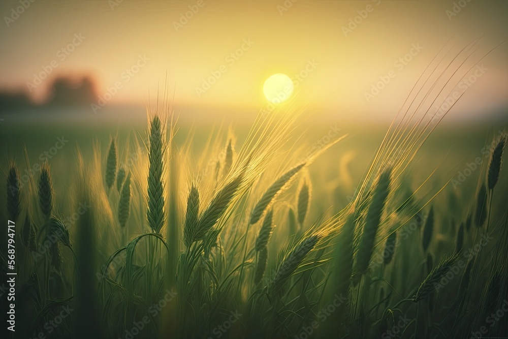 Golden Hour in the Fields: A Majestic Sunset in a Rolling Green ...