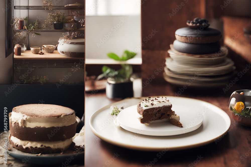 chocolate cake mood board, AI generated Stock Illustration | Adobe Stock