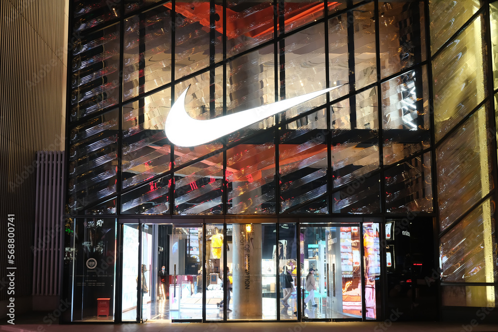 Shanghai,China-Oct. 23rd 2022: facade of large NIKE flagship store at ...