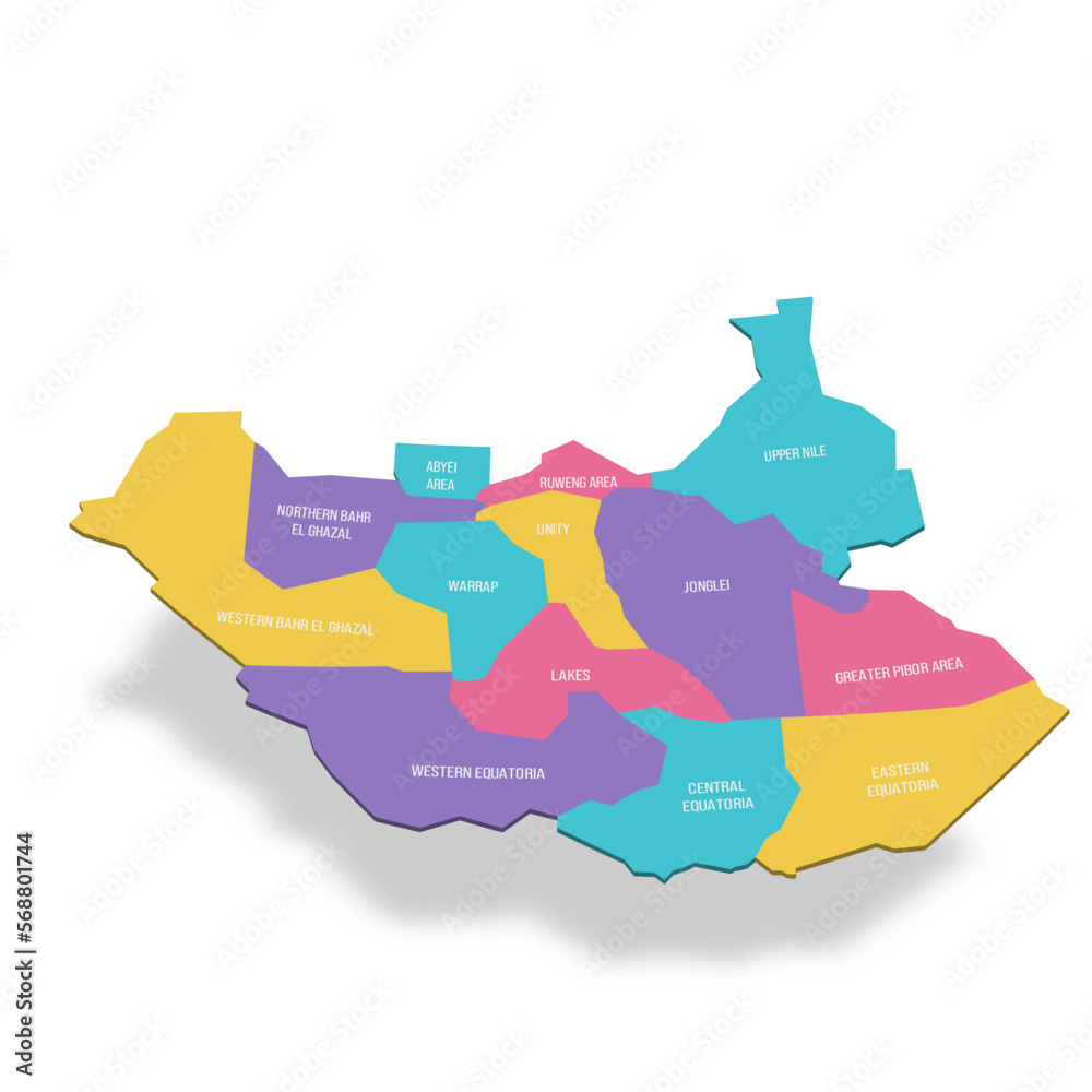 South Sudan political map of administrative divisions - states ...