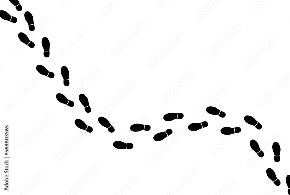 Footsteps, shoeprint icon. Human footpath walking route, trail. Vector ...