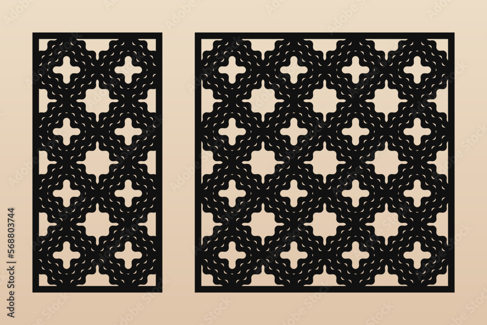 Laser cut panels. Vector template, abstract geometric pattern with wavy ...