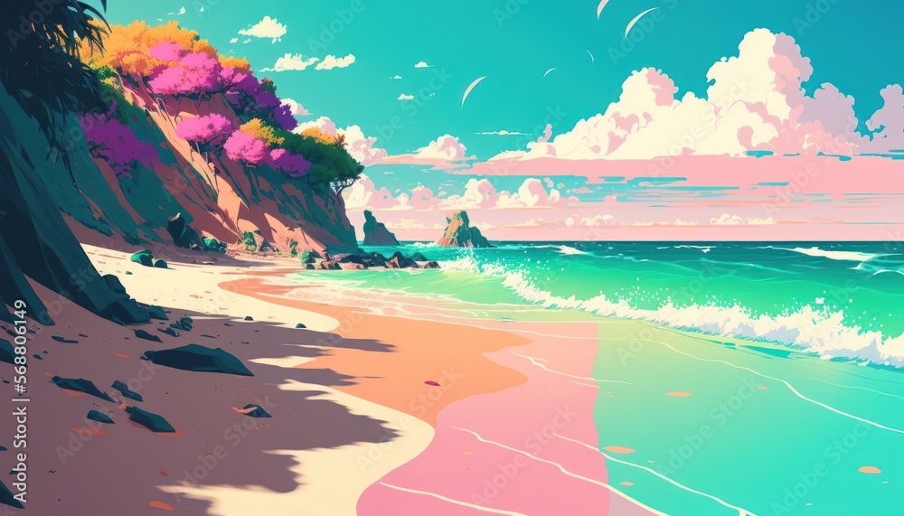 Beautiful sea summer or spring golden beach abstract pastel with blue ...