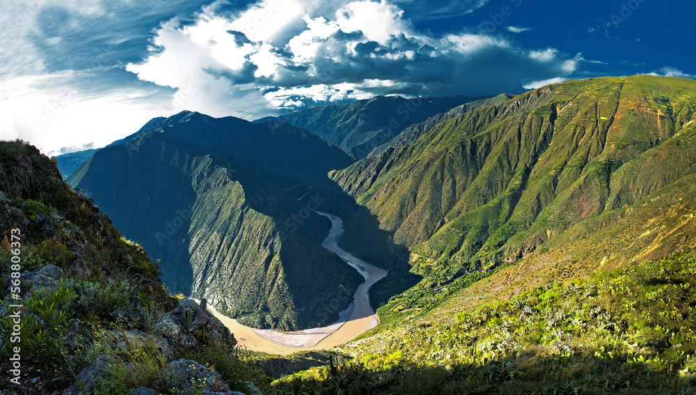 Huatuscalle Canyon in Ayacucho, you can see the union of the Huarpa and ...