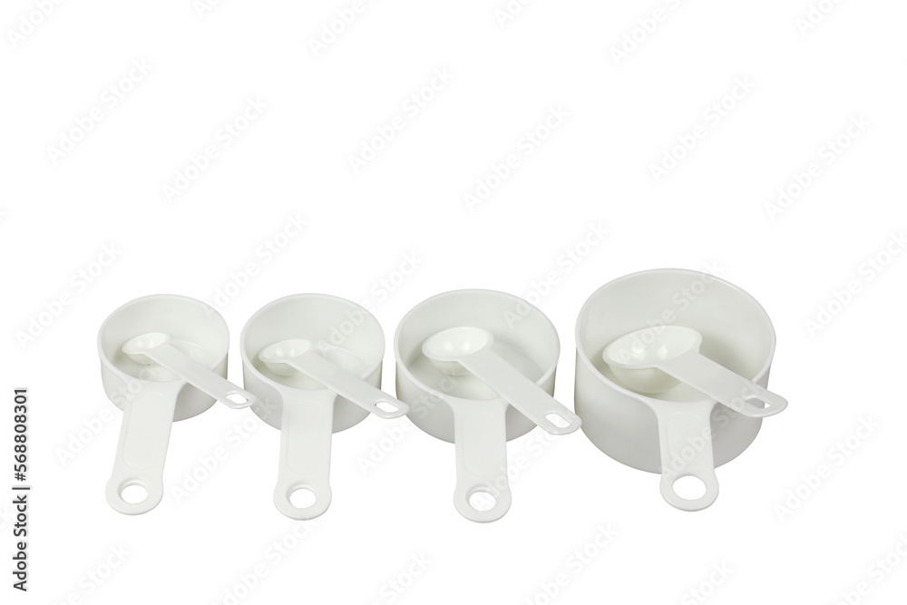 Plastic measuring cup and measuring spoon isolated on transparent ...