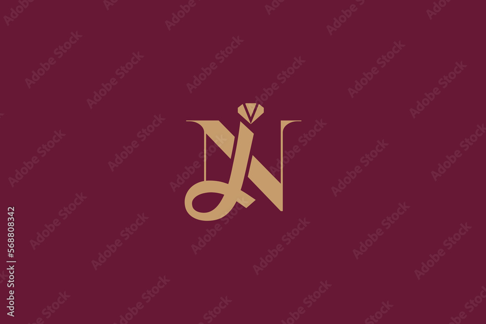 NJ letter typography diamond jewellery luxury logo design, NJ luxury ...