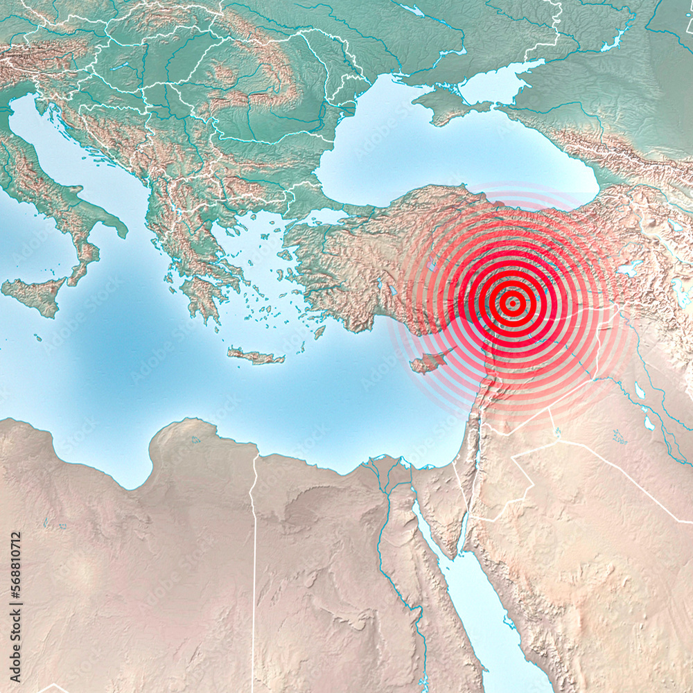 Earthquake Map In Turkey And Syria Shake Elements Of This Image Are