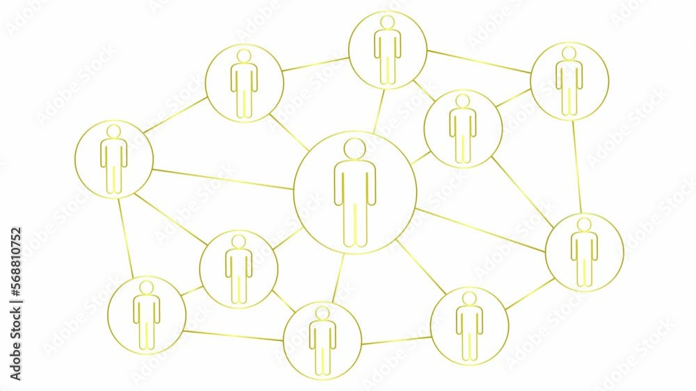 Animated golden linear symbol of people connect among themselves ...