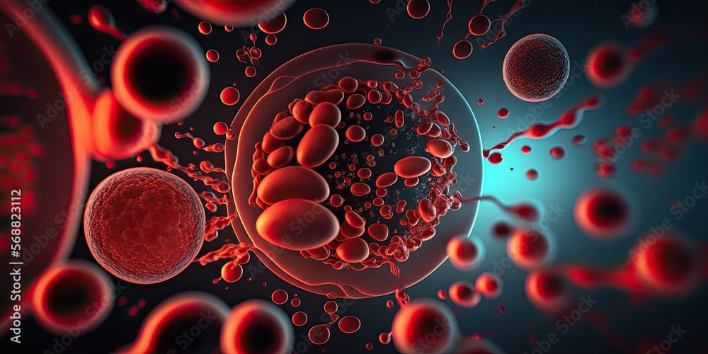 red blood cells flowing through vein - Illustration created with ...