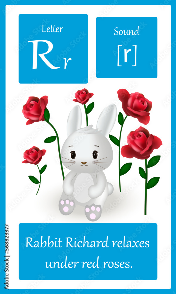 Colorful alphabet letter R. Phonics flashcard with sound. Letter R for ...