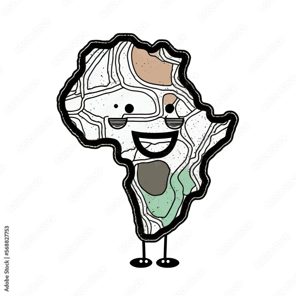 Vecteur Stock Smiling and bubbly character in the form of a map for ...