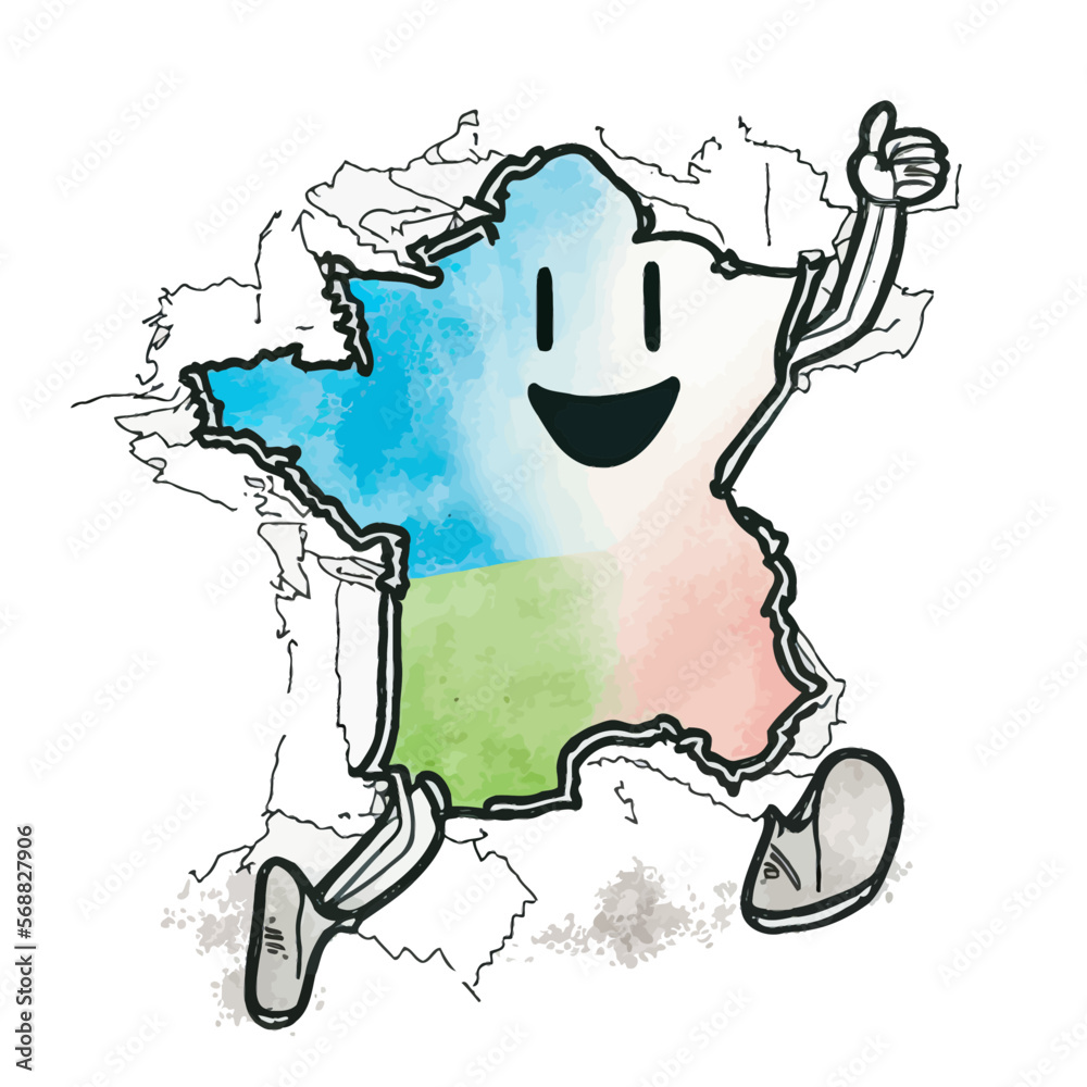 Charming character in the form of a France map illustration. Vectorial ...