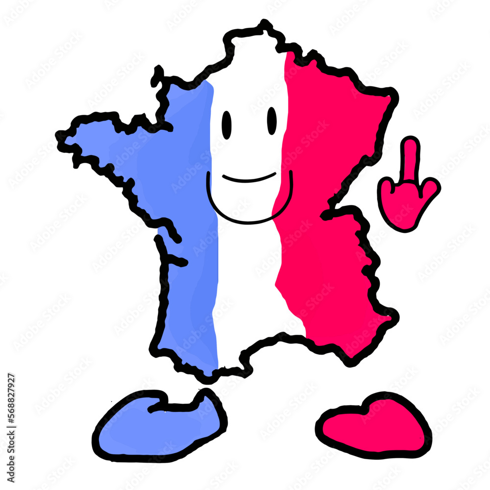 Proud French character in the shape of a map of France and making a ...