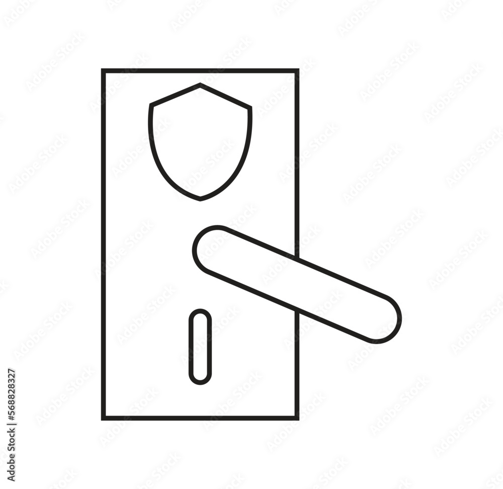 Doorknob with keyhole icon Vector sign Door knob front for close or ...