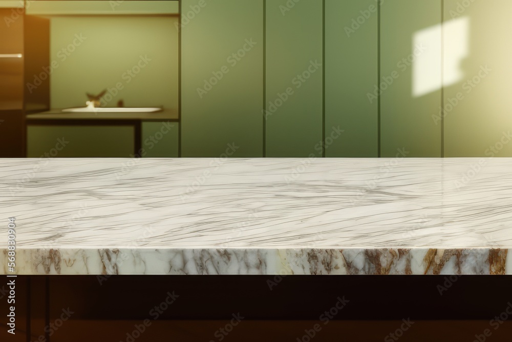 High-Resolution Mock-Up Image of an Empty Marble Table on a Kitchen ...