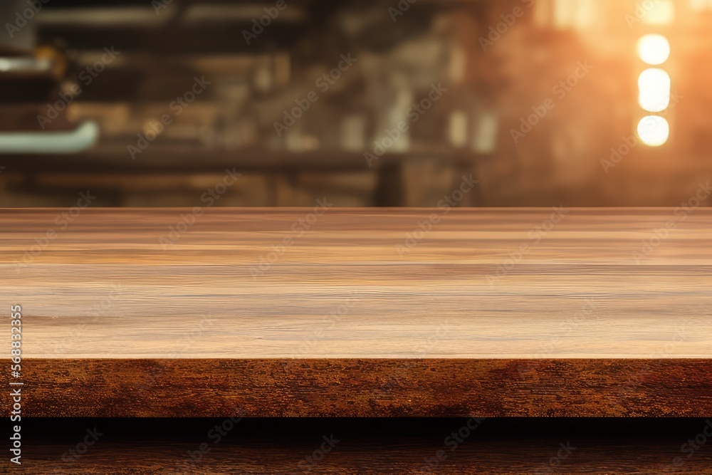 High-Resolution Mock-Up Image of an Empty Wooden Workbench Table on a ...