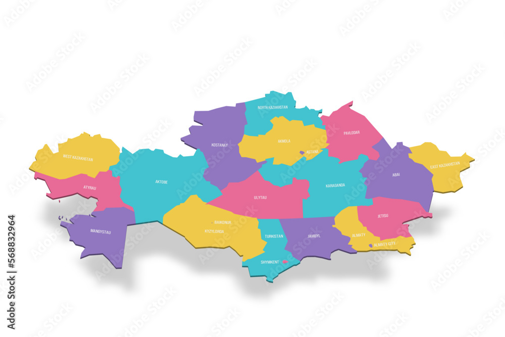 Kazakhstan political map of administrative divisions - regions and ...