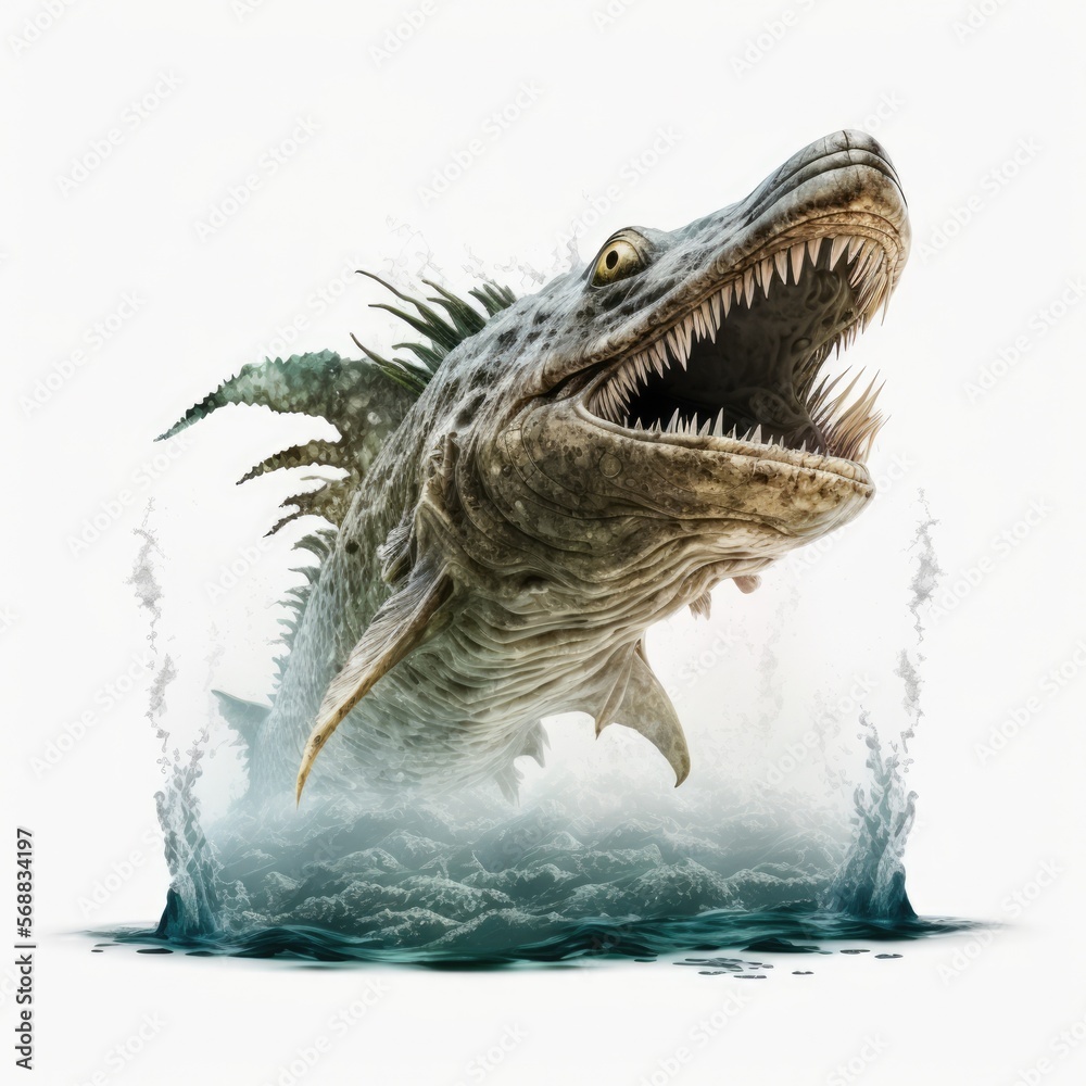 Detailed illustration of an ancient terrifying sea monster from the ...