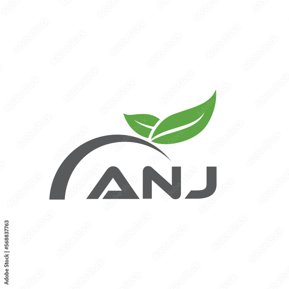 ANJ letter nature logo design on white background. ANJ creative ...