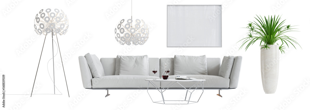 Various elements for use in modern interior design, isolated on ...