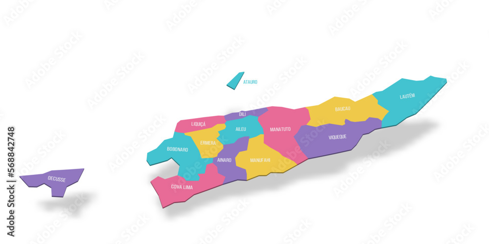 East Timor political map of administrative divisions - municipalities ...