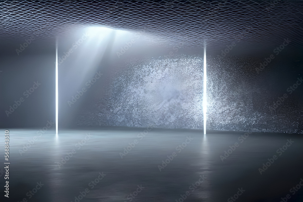 Empty dark abstract dark gray background, neon light rays in dark ...