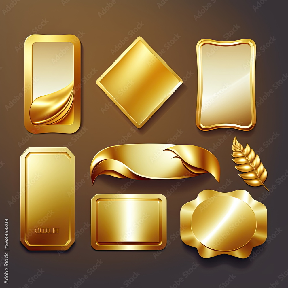 Collection of gold labels gradients metallic, vector illustration, Made ...