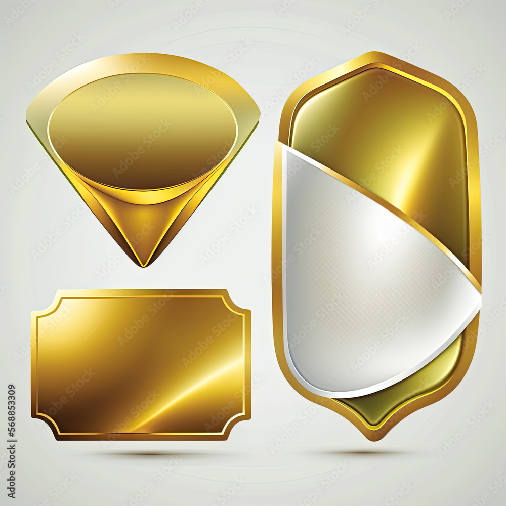 Collection of gold labels gradients metallic, vector illustration, Made ...