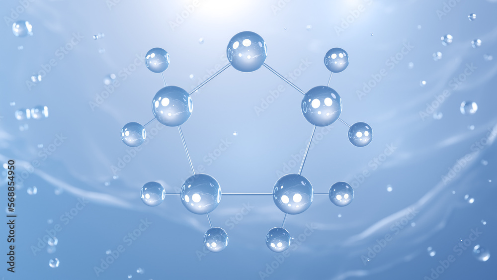 tetrahydrofuran molecular structure, 3d model molecule, oxolane ...