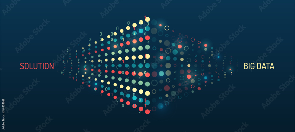 Sorting a large amount of data on a dark background. Structuring the flow of information. Data ...