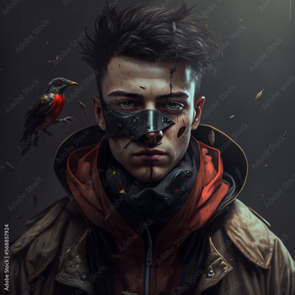 Generative ai post apocalyptic futuristic man hero posing looking ...