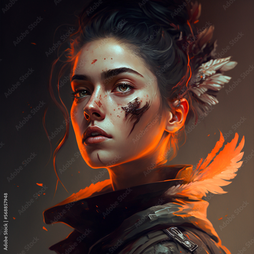 Generative ai post apocalyptic futuristic woman hero posing looking ...