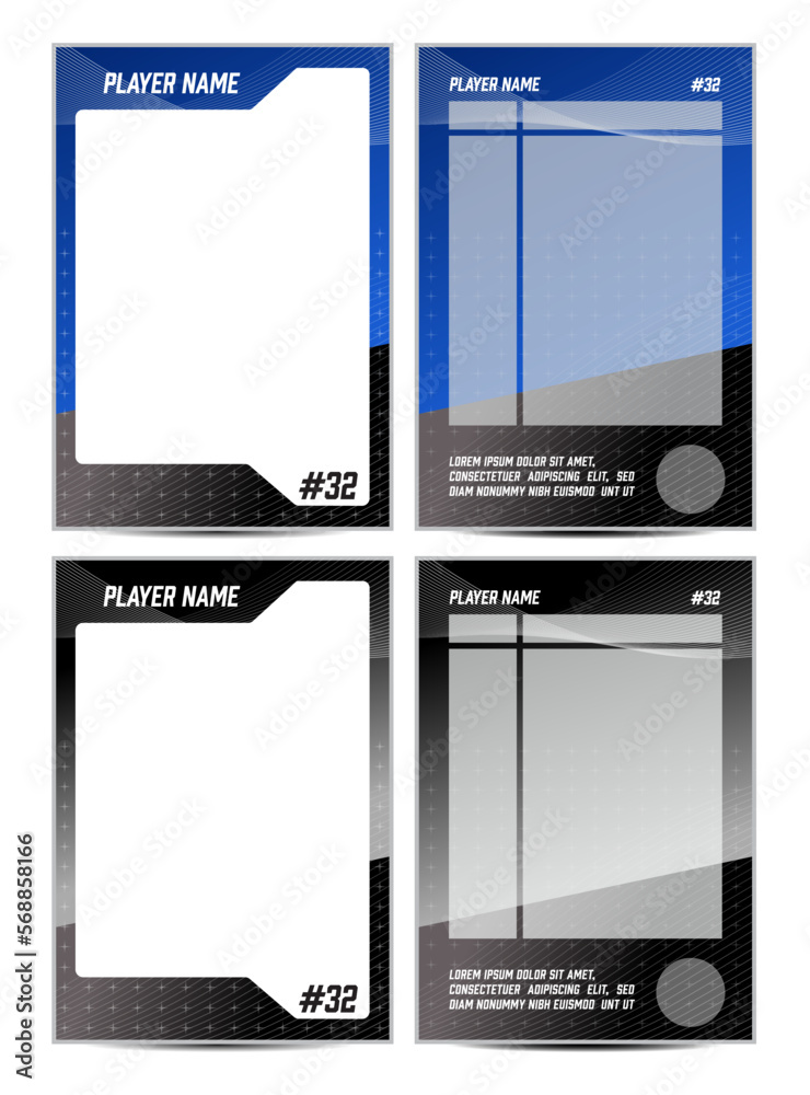 Sport player trading card frame border template design front and back ...
