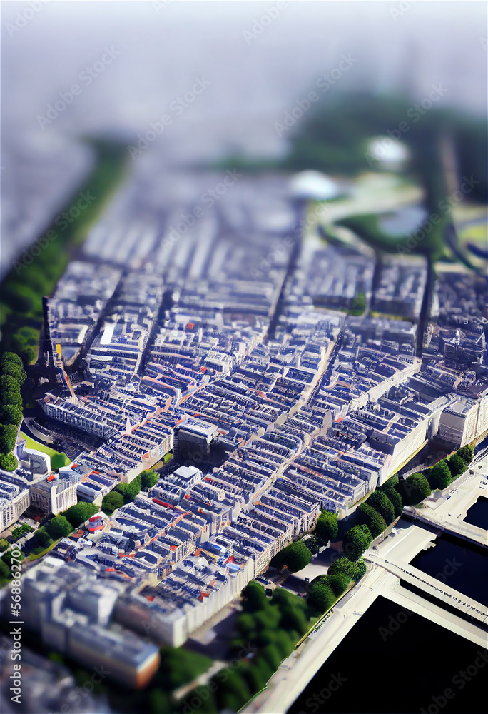 Aerial view of Paris, with a 3D map mockup look, generative AI Stock ...