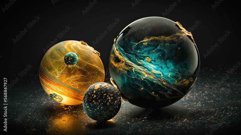 Abstract Design of "Spaceballs", a mix of a pietersite sphere and glass ...