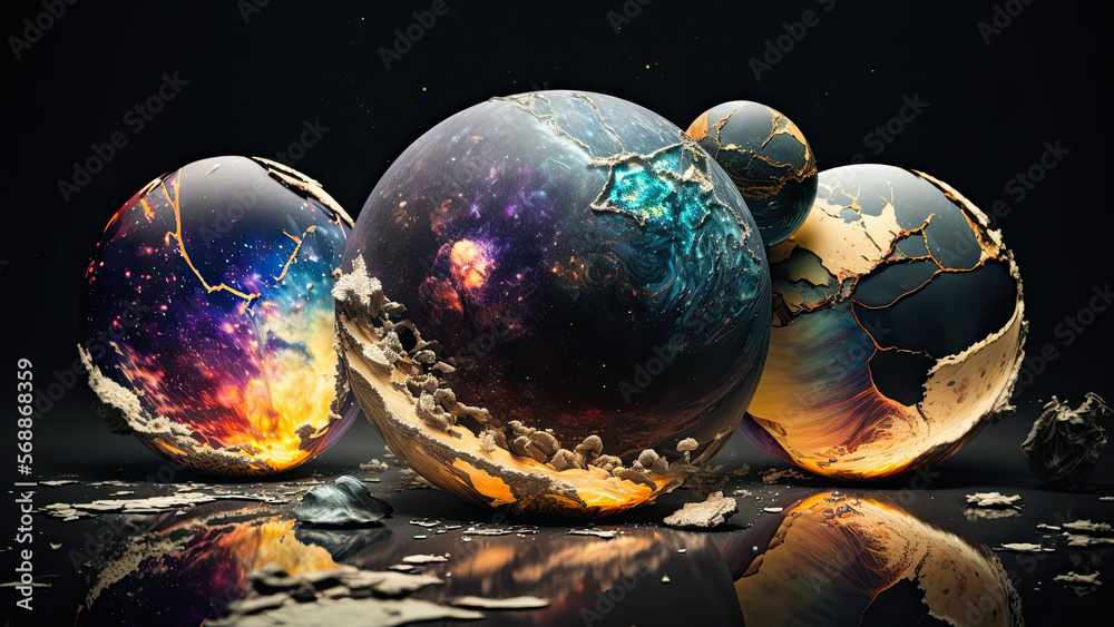 Abstract Design of "Spaceballs", a mix of a pietersite sphere and glass ...
