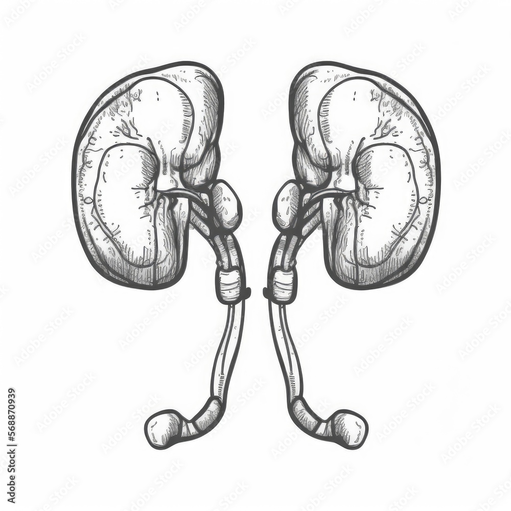 Human health medical. Anatomical human kidneys - sketch isolated on ...