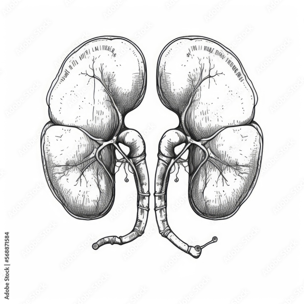 Human health medical. Anatomical human kidneys - sketch isolated on ...